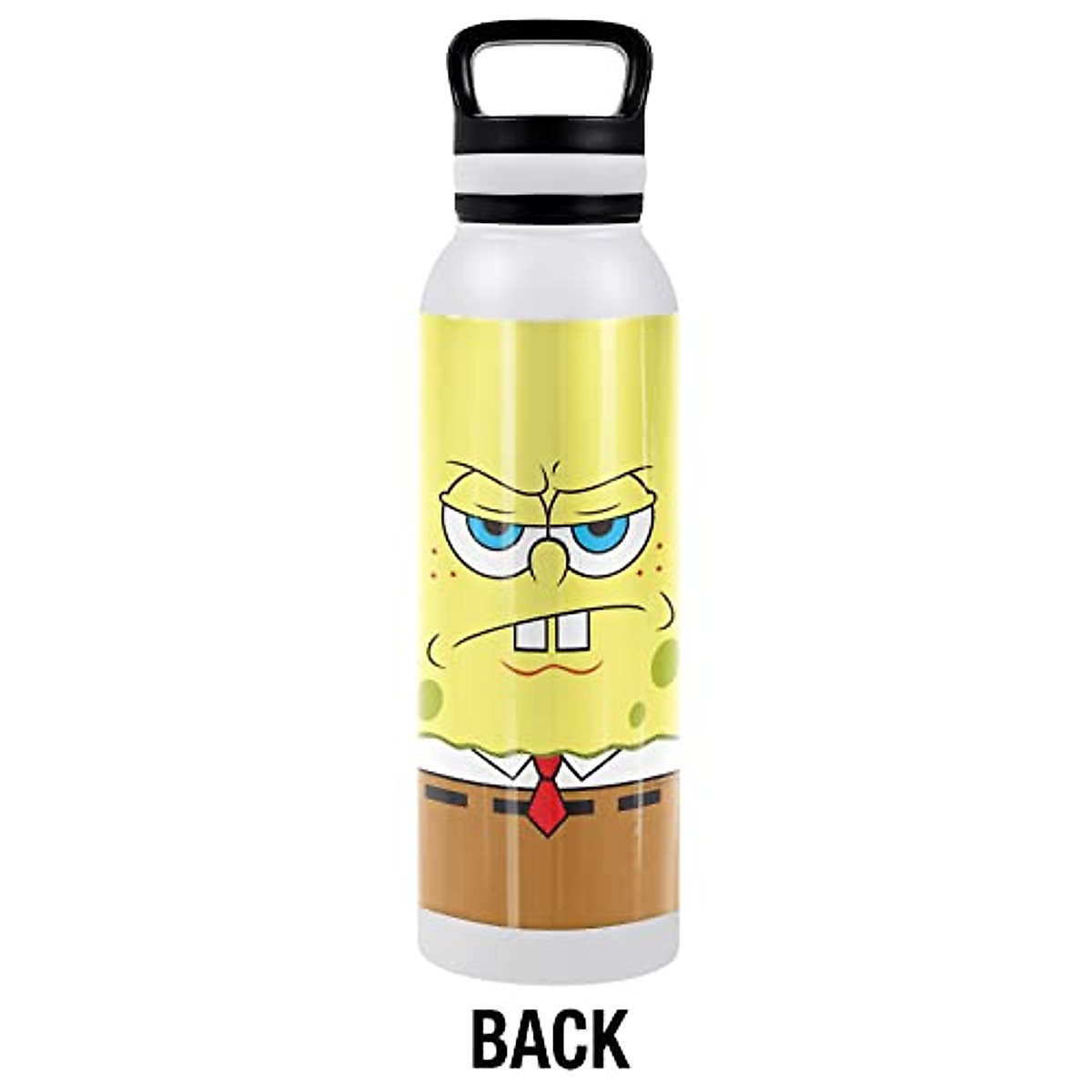 Spongebob Official Dual Face 24 oz Insulated Canteen Water Bottle, Leak Resistant, Vacuum Insulated Stainless Steel with Loop Cap, White