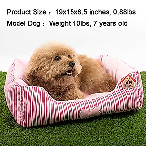 Hollypet TC Fabric Plush Small Dog Cat Bed Self-Warming Pet Bed, Pink