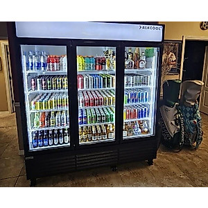 NAFCOOL Commercial Beverage Refrigerator Display Fridge, Three Glass Door Upright Merchandiser Drink Cooler LED Light Adjustable Shelves,ETL& NSF Approval,63.5 Cu Ft,BLACK