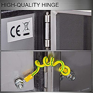 VEVOR Steel Electrical Box 12" x 12" x 8" Electrical Enclosure Box 304 Stainless Steel Electronic Equipment Enclosure Box IP65 Weatherproof Wall-Mounted Metal Electrical Enclosure with Mounting Plate