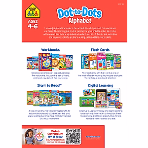 School Zone - Dot-to-Dots Alphabet Workbook - 32 Pages, Ages 4 to 6, Preschool, Kindergarten, Connect the Dots, Letter Puzzles, ABCs, and More (School Zone Activity Zone® Workbook Series)