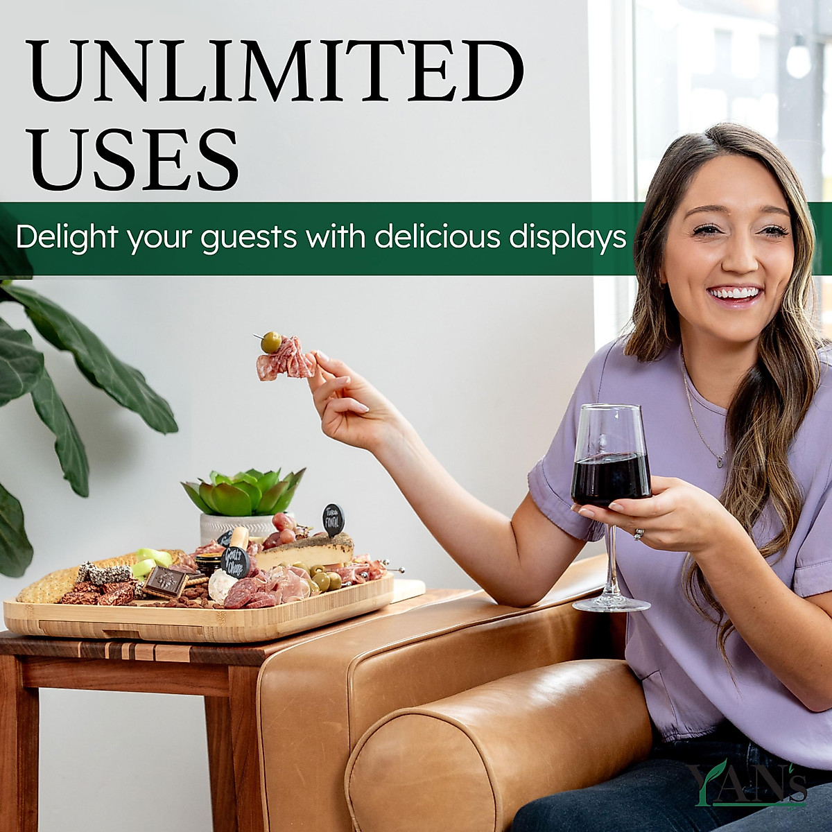 YAN's Bamboo Cheese Boards Charcuterie Boards Set - Large Charcuterie Board Set - Charcuterie Tray - Unique for Women, House Warming Gifts New Home