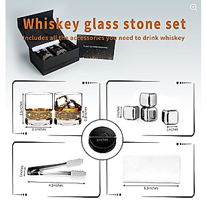 Handmglass Whiskey Glass Set of 2- Whiskey Stones and Glasses Gift Set, for Bosses, Retirement Gifts for Women 2023 Coworker