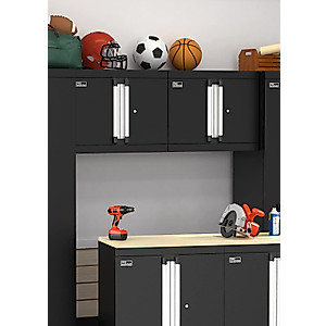 ClosetMaid ProGarage Wall Cabinet with Two Doors Lock and Shelf, for Garage Storage, Heavy Duty Steel, Black