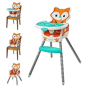 Infantino Grow-with-Me 4-in-1 Convertible High Chair, Fox-Theme, Space-Saving Design, Booster and Toddler Chair, for Infants & Toddlers 3M-36M