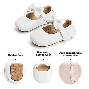 Felix & Flora Infant Toddler Baby Moccasins Soft Sole Bowknot Baby Walking Shoes Mary Jane Dress Shoes (12-18 Months Infant,White)