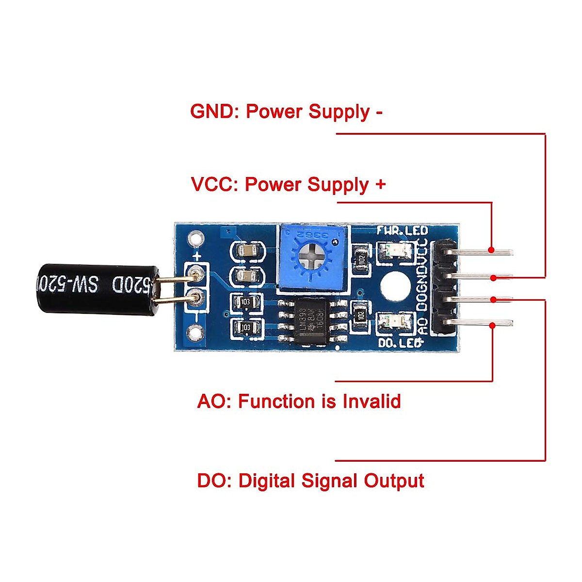 uxcell® Angle Sensor Module SW-520D Ball Switch Tilt Sensor Module for Arduino