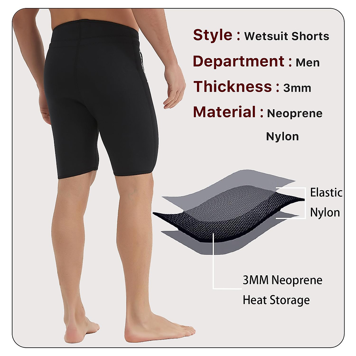 Lemorecn Wetsuits Pants Shorts 3mm Neoprene Canoeing Swimming Pants(1035,S)