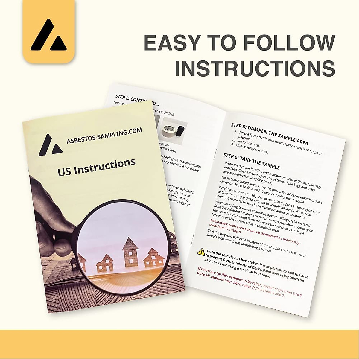 Asbestos Test Kit - Sample Only Testing - 72hr (3 Business Days) NVLAP lab Result with lab Testing fee Included. (3 Samples)