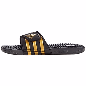 adidas Unisex Adissage Slides Sandal, Black/Gold Metallic/Black, 11 US Men