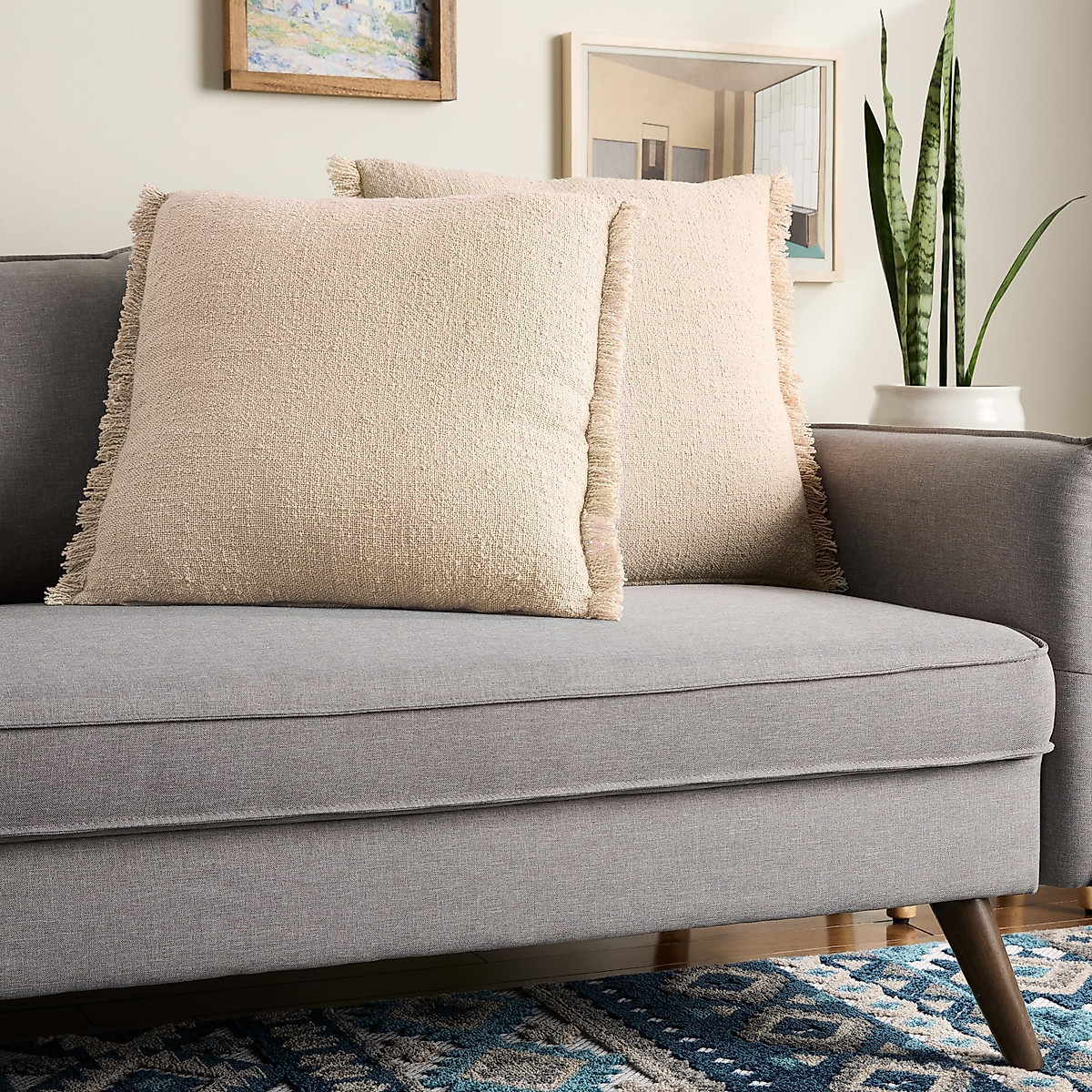 TOWN & COUNTRY EVERYDAY Rio Indoor/Outdoor Decorative Pillow, 20"x20", Beige