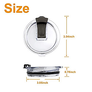 MJIYA Tumbler Lids Spillproof 20 oz, Splash Resistant Lids for Tumbler/For Yeti/Ozark Trails and More Cooler Cup (2 Pack, Transparent + Balck, 20 oz)