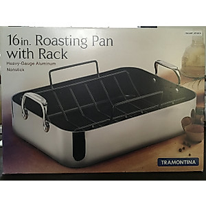 Tramontina 16-Inch Heavy Guaged Polished Aluminum Roasting Pan with Removable Rack