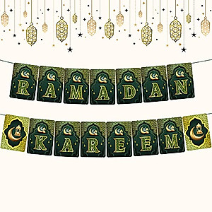 KatchOn, Ramadan Kareem Banner Large - 10 Feet, No DIY | Ramadan Banner for Ramadan Decorations for Home | Ramadan Mubarak Banner for Ramadan Mubarak Decorations | Green Ramadan Party Supplies Banner