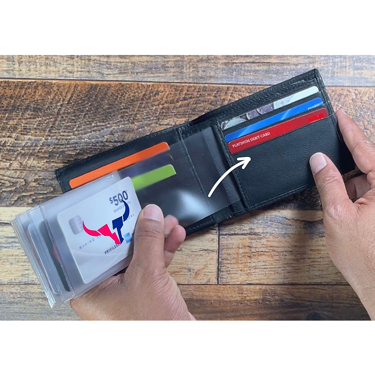 Set Of 2 Heavy Duty Vinyl Credit Card ID Holder Wallet Insert MADE IN USA