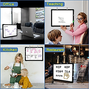 Weekly White Board, Small Dry Erase Board 16"X12", Double-Sided Magnetic Calendar Whiteboard Planner, Portable Dry Erase Calendar for Wall and Desktop with Fine Tip Markers, Magnets, Eraser (Black)