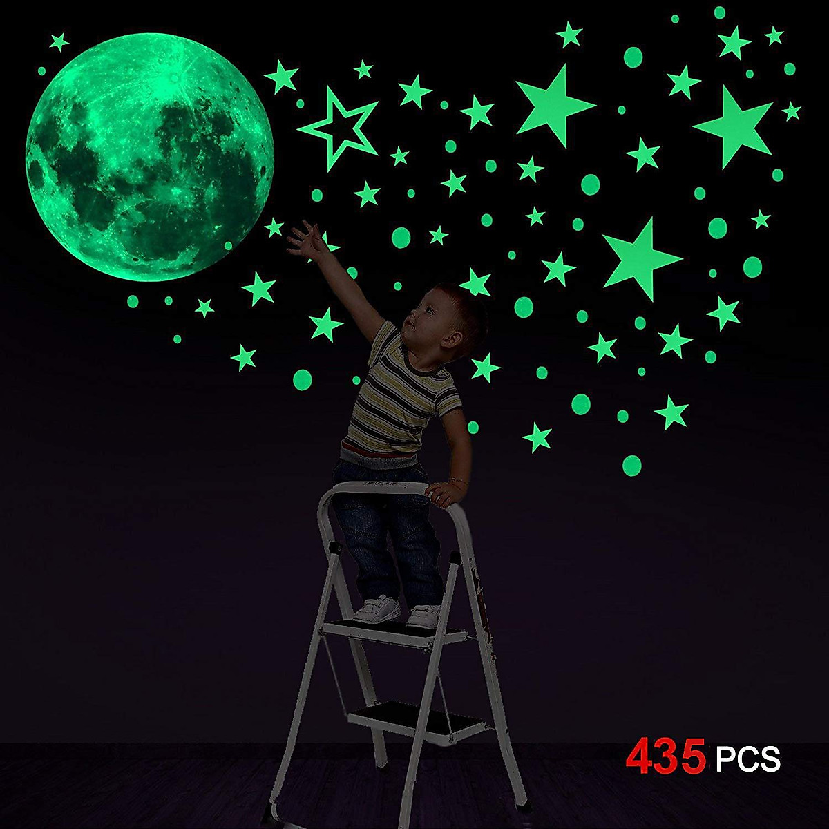 Homics Glow in The Dark Moon and Stars for Ceiling Nursery Wall Decals Stickers Luminous at Night for Kids Bedding Room
