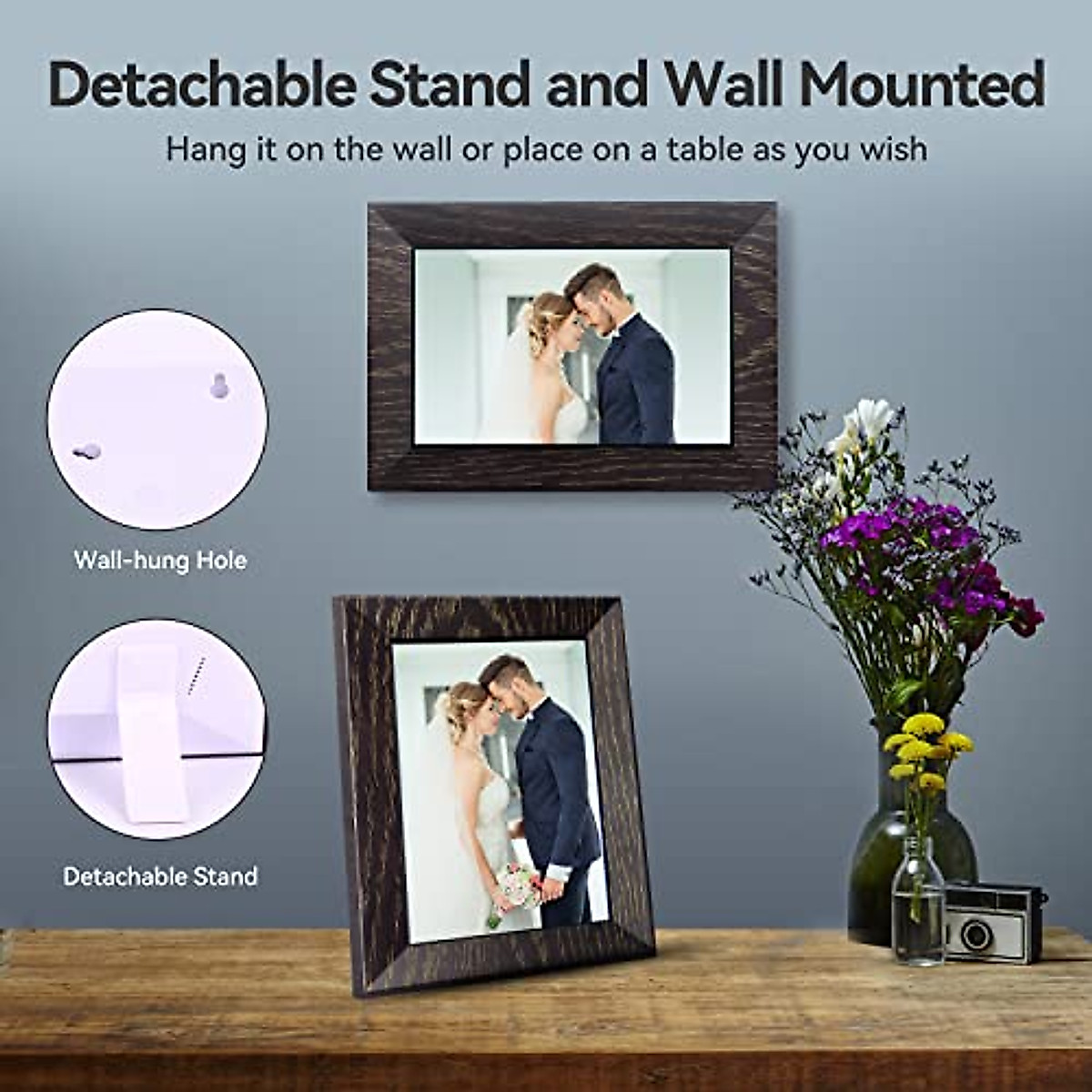 Digital Picture Frame 8 Inch Digital Photo Frame WiFi, 1280x800 IPS HD Touch Screen Smart Frame, 32GB Storage, Auto-Rotate, Wall Mountable, Share Photos/Videos Instantly via Frameo App from Anywhere