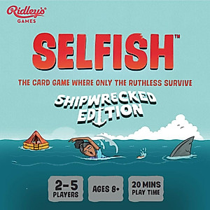 Ridley's Games: Selfish- Shipwrecked Edition Card Game | Easy to Play Party Game for Groups | Ideal for 2-5 Players | Makes a Great Gift Idea | Watch Out for That Shark - Only The Ruthless Survive!