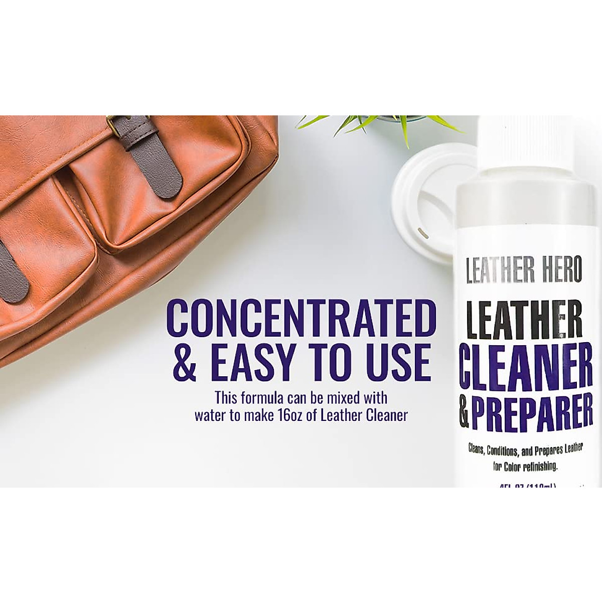 Leather Hero Cleaner & Restorer - 4oz (Makes 16oz) - Safe for All Smooth Leather - Made in USA