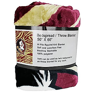 College Covers Florida State Seminoles Raschel Throw Blanket, 60 in by 50 in