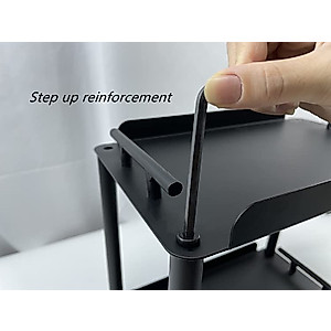 Shahnazbun Spice Organizer, Metal Desktop Storage Rack for Cosmetic, Perfume Organizer Holder 2 Tier Bathroom Desktop countertop Storage Rack for Kitchen, Anti-Slip, Water-Proof., Black