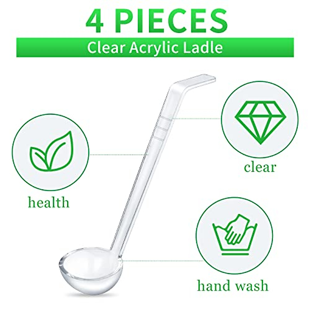 4 pieces 1 oz ladle clear small gravy ladle long handle Acrylic 7.9 Inch Perfect for Serving Dressings,punch bowl, Sauces and Toppings (1oz, small)