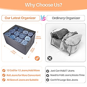 EASEVE 2Pcs Closet Organizers and Storage Bins for Clothes - 12 Cell Drawers Organizer Grid Storage Box for Jeans Pants Sweater Towel T-shirts, Wardrobe Shelf Dividers Closets Organization