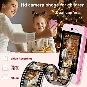 PTHTECHUS® Kids Phone Toy for Boys Girls, 3.8 "Touch Screen Toddler Smartphone with Fun Cameras 16 Games MP3 Music Player Audio Recorder Pedometer Torch Alarm Clock Children Phone for Ages 4-14