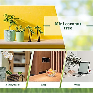 Amosfun 3Pcs Plastic Coconut Palm Tree Miniature Plant Pots Bonsai Craft Micro Landscape DIY Decor for Friends
