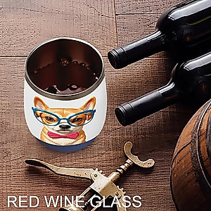 OPTKSNCU 304 Stainless Steel Insulated Cup with Lid, Pet Dog Soft Bow Tie, Oversized Glasses Print Durable, And Easy to Clean – Ideal for Home, Office, And Gift Giving