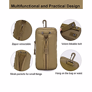 LCYWXWS Water Bottle Carrier Holder with Carabiner, 16 oz Tactical Water Bottle Pouch with Belt Hook, Bottle Sleeve for Sports Gym Hiking Camping Walking(Brown)