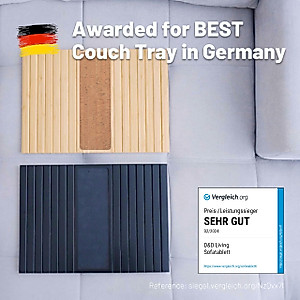 D&D Living® Sofa Tray - Flexible Couch Armrest Organizer with Anti-Slip Cork Pad | Sofa Tray with 18.5x13.4 inches, Sustainable Natural Large Bamboo