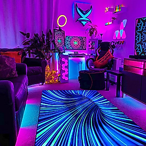 SEBKQ Optical Illusion Area Rug Black Light,Large UV Reactive 3D Vortex Non-Slip Carpet,Suitable for Living Room Bedroom Decorative Rug 70in×47in×0.39in(Green)