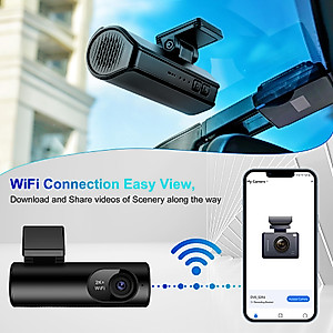 Dash Cam with 4K Front and Inside 1080P Recording, Wireless Dual Car Camera with Night Vision and 24/7 Parking Mode - Perfect for Uber and Baby Car Monitoring (64GB Micro SD Card Supplied)