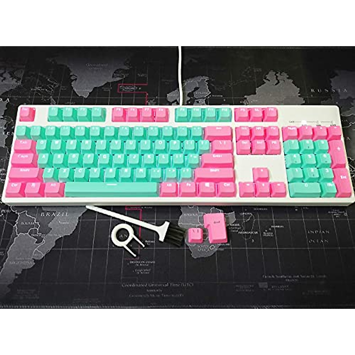 104 Keys Miami PBT Doubleshot Backlit Keycaps ANSI/ISO Keyset OEM Profile for 60%/87 TKL/104/108 Cherry MX Switches Gaming Mechanical Keyboards (Miami)