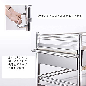 Utility Cart Lab Serving Cart, Medical Cart 2-Layer，Stainless Steel Lab Medical Car with Drawers and Dirt Bucket Mobile Trolley Serving Equipment with Drawers and Silent Omnidirectional Wheel (Size :