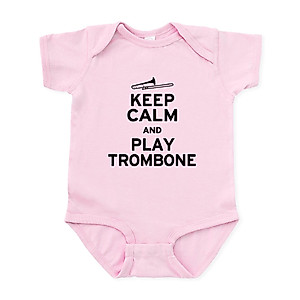 CafePress Keep Calm Play Trombone Infant Bodysuit Cute Infant Bodysuit Baby Romper Petal Pink