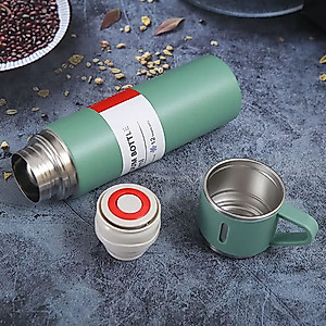 500Ml Hot And Cold Double Wall Stainless Steel Insulated Sport Vacuum Flask Tea Gift Box Set With Two Cups (Pink)