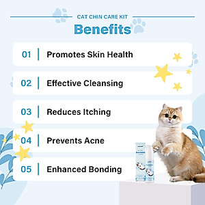 GJYC PET Cat Chin Acne Care Kit - Gently Removes Cat Chin Blackheads, Equipped with Cleansing Brush, Cruelty-Free, Nurtures Cat's Chin Softness and Freshness, 1.01 fl. oz