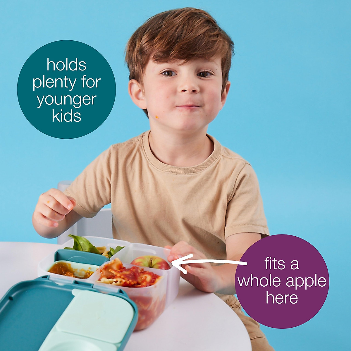 b.box Mini Lunch Box for Kids: Lunch Snack Container with 2 Leak Proof Compartments. Ages 3+ School Supplies, BPA Free (Lilac Pop, 4¼ cup capacity)