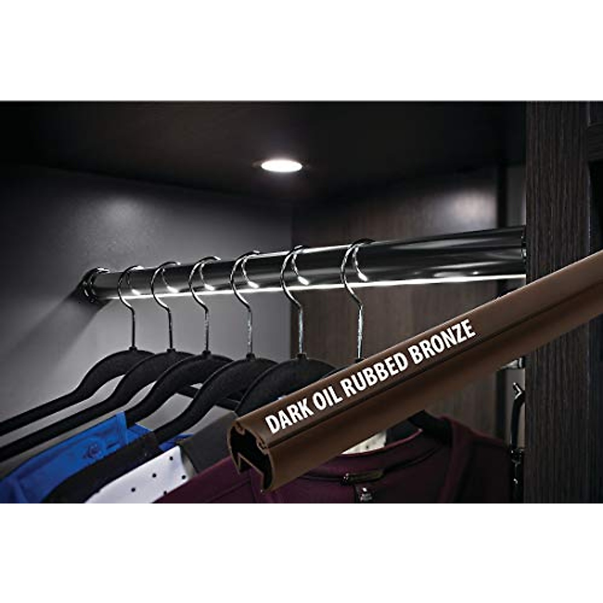 15" Lighted Round Wardrobe Tube Kit, Oil Rubbed Bronze - LED Closet Light - Custom Size