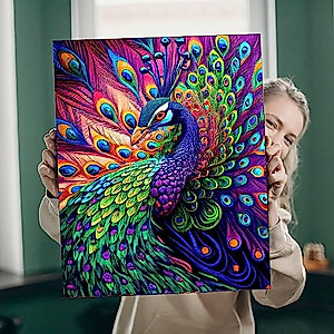 Suyaloo 5D Diamond Painting Kits for Adults - Peacock Diamond Art Kits for Adults Kids Beginner,DIY Animals Round Full Drill Paintings with Diamonds Gem Art for Adults Home Wall Decor 11.8x15.7inch