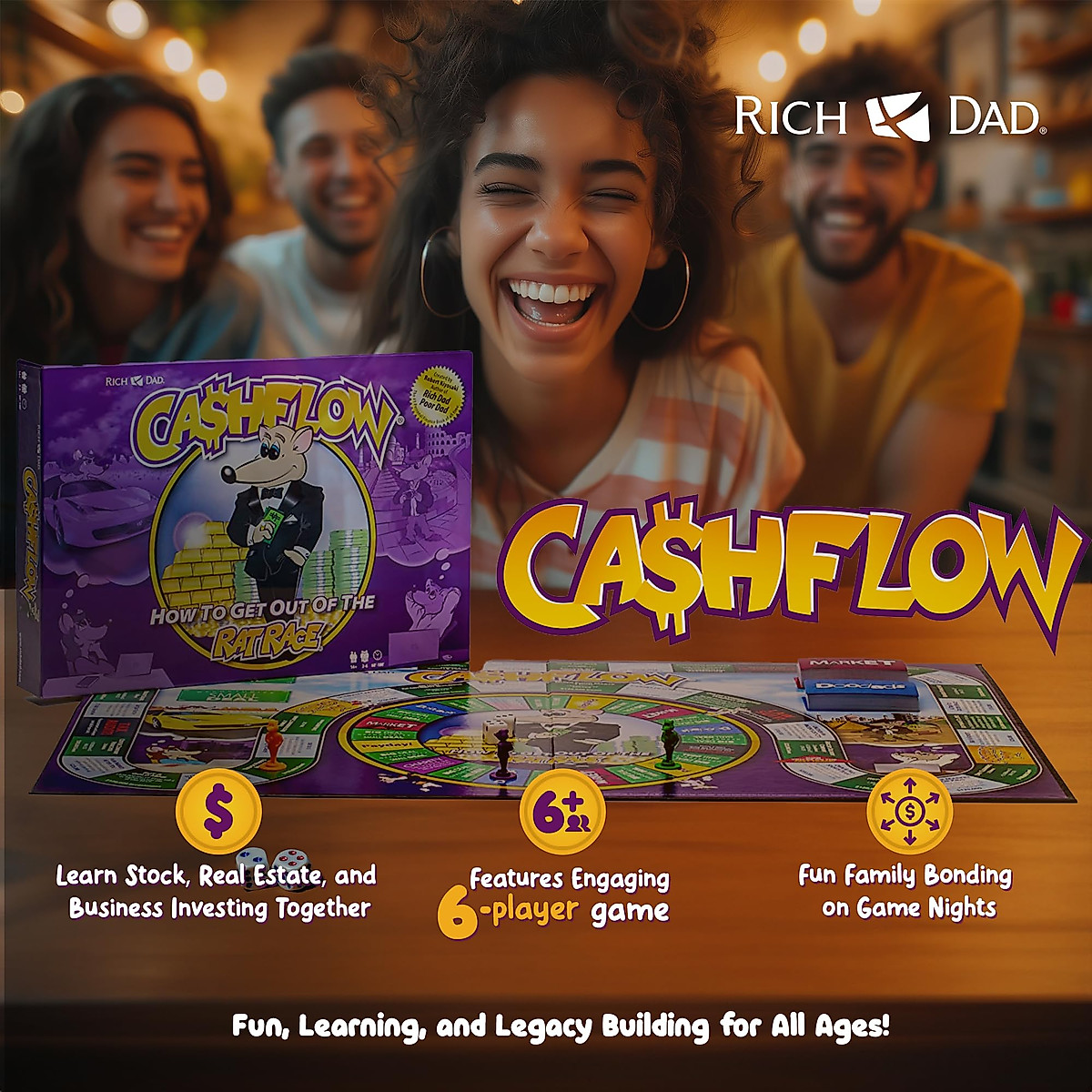 Rich Dad CASHFLOW Educational Board Game with 2020 Update for Learning Business Building and More for Family Financial Literacy