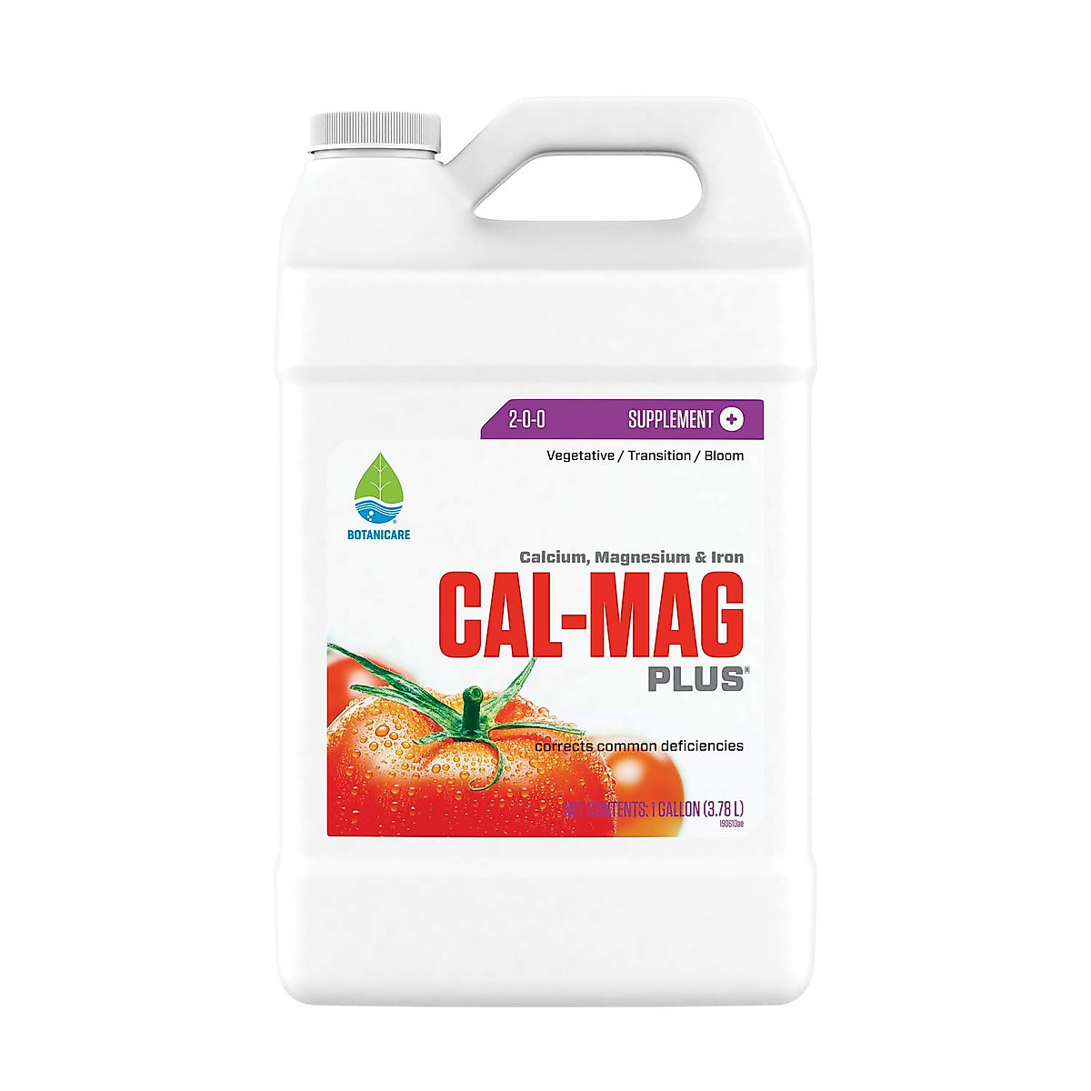 Botanicare Cal-Mag Plus, A Calcium, Magnesium, and Iron Plant Supplement, Corrects Common Plant Deficiencies, Add to Water or Use as a Spray, 2-0-0 NPK, 1-Gallon