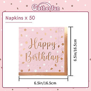 Rose Gold and Pink Party Supplies Disposable Napkins Rose Golden Dot Confetti Paper Napkins for Graduation Wedding Anniversary Cocktail Birthday Party Decorations 3-Ply 50 Pack