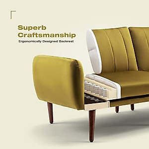 JOMEED Convertible Sectional Sofa Couch, Modern Oversized Velvet Fabric L-Shaped Couch Sofa Bed with Adjustable Backrest for Living Room, Apartment