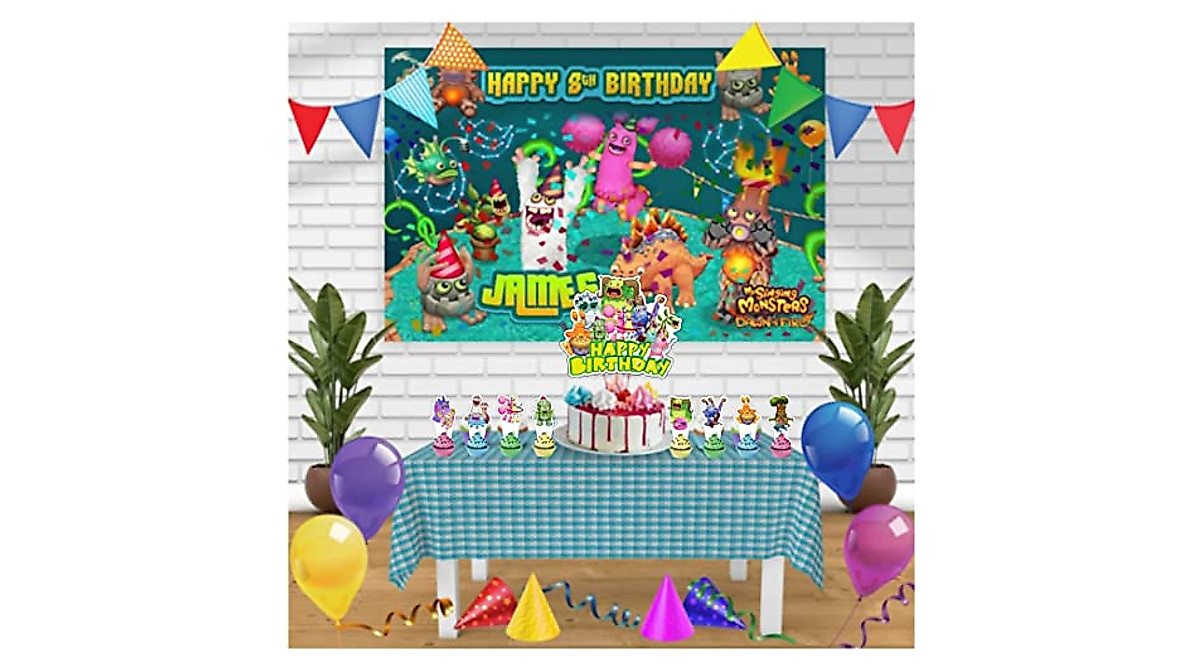 Singing Monsters Cake Decorations - 25pcs Birthday Set