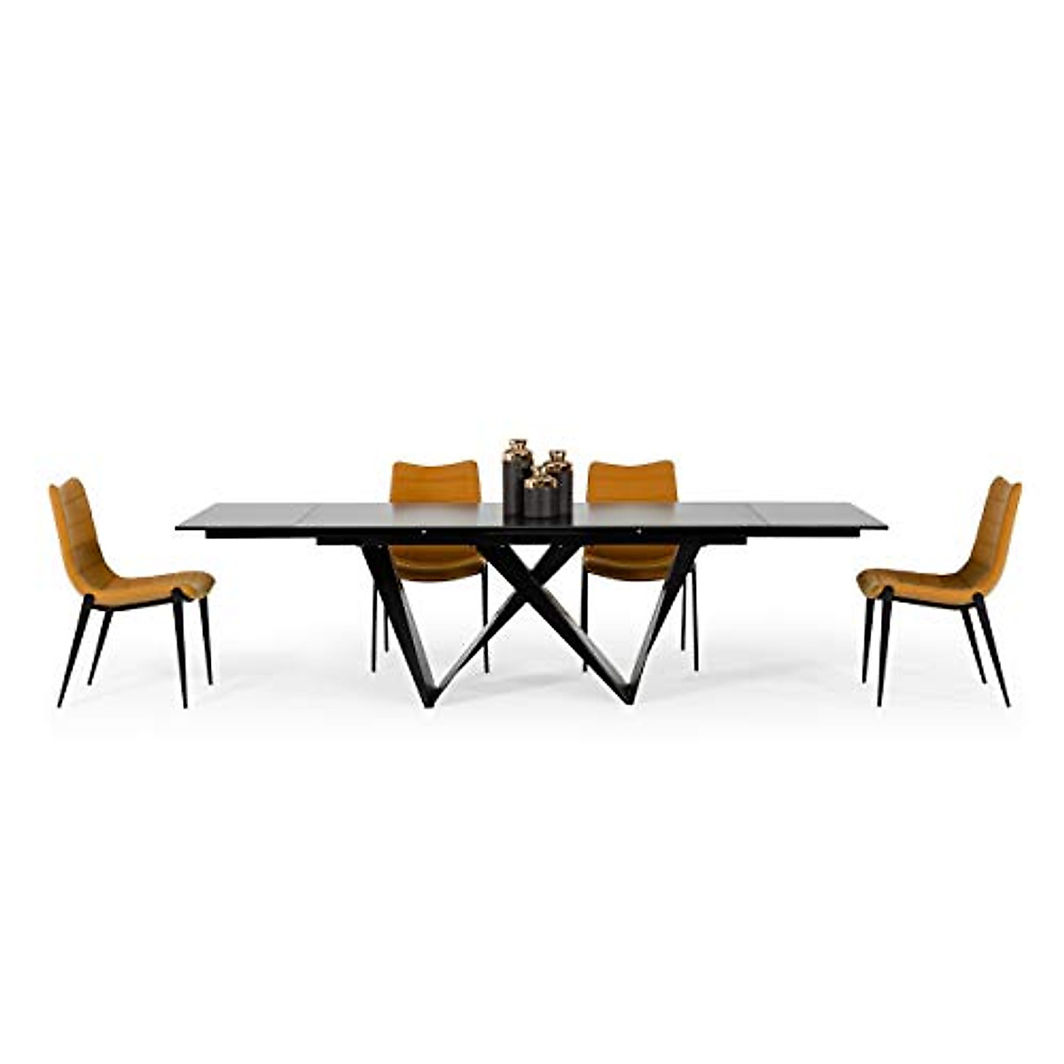 Limari Home Medard Collection Industrial Style Eco-Leather Upholstered Dining Chair with Black Powder Coated Iron Legs (Set of 2), Tan