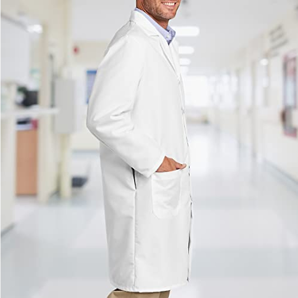 Personalized Embroidered Lab Coat for Men 41 Inch Add Your Name Text Logo Custom Medical Laboratory Coat White